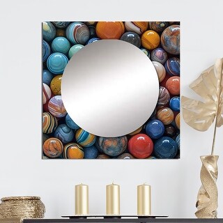 Designart "Mystical Marbles II" Abstract Shapes Wall Mirror - Abstract Square Wall Mirror For ...